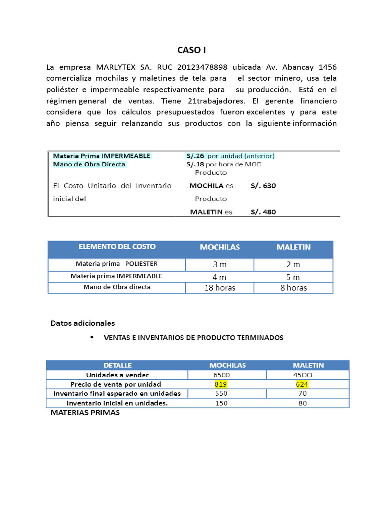CASO II - PO Resuelto | PDF | Presupuesto | Economias