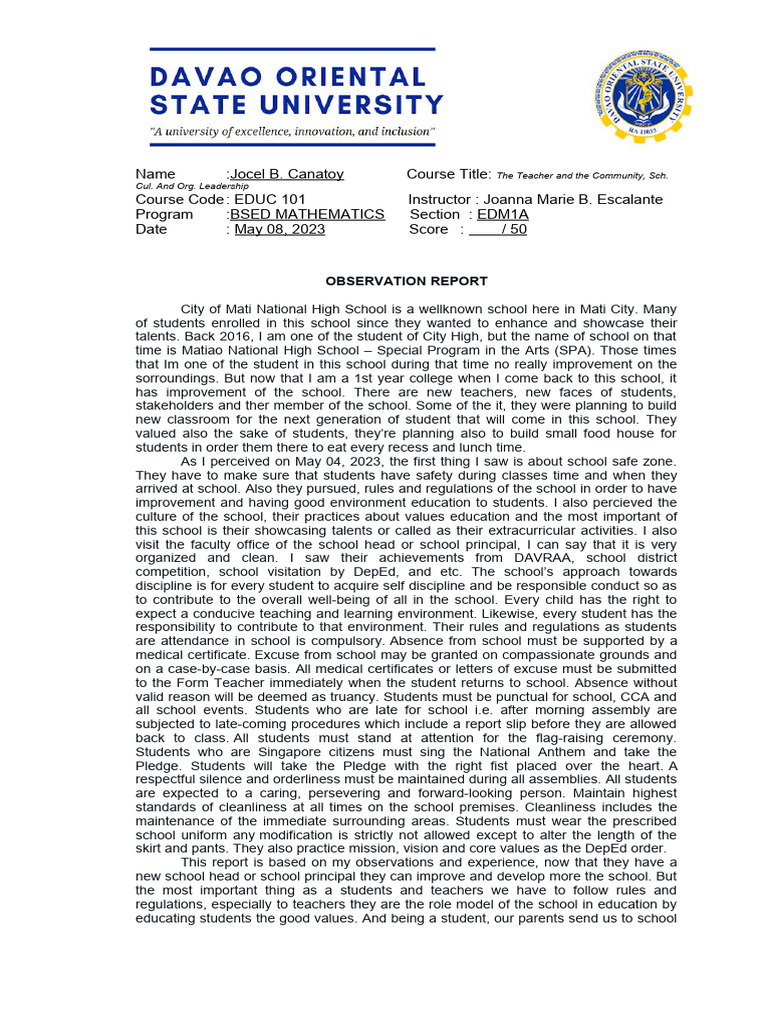 Educ 101 Report | PDF