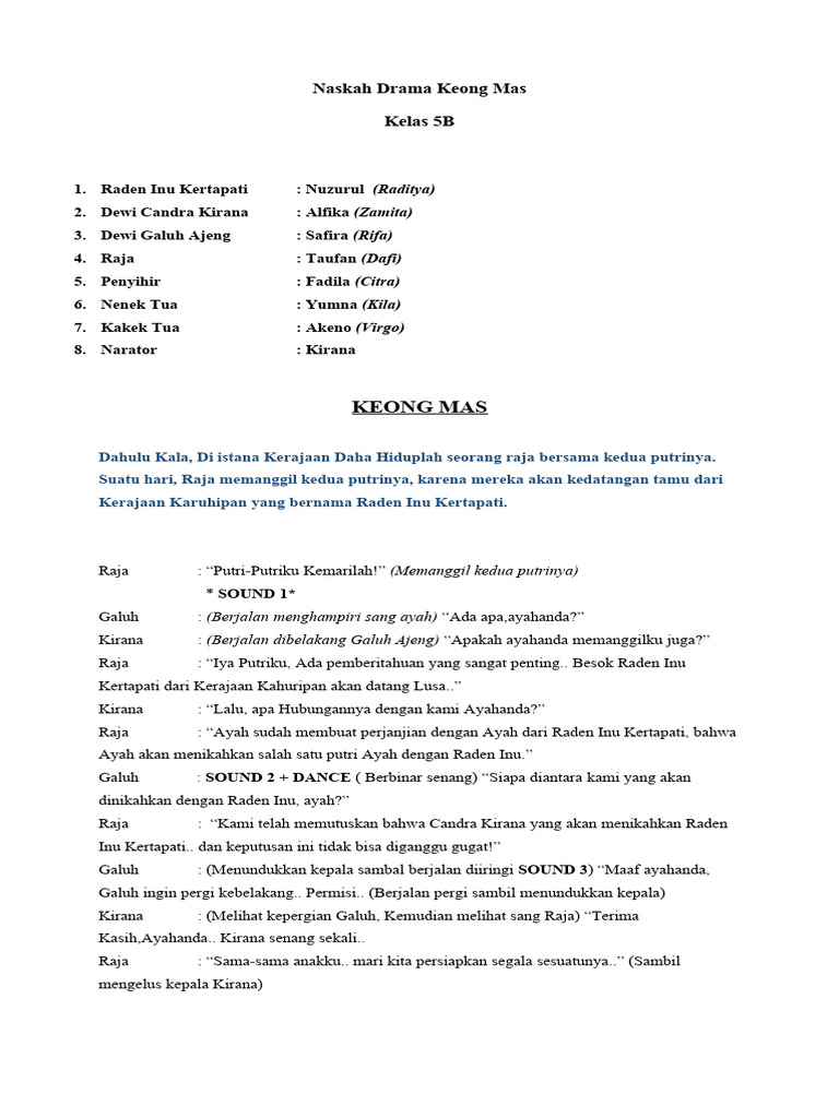 Naskah Drama Keong Mas | PDF