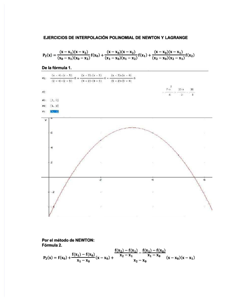 Ejercicios de Interpolación Polinomial de Newton y Lagrange | PDF | Matemáticas De La ...