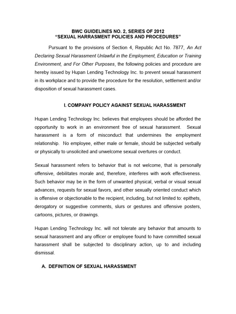 Sexual Harassment Policy Form Pdf Sexual Harassment Human Rights