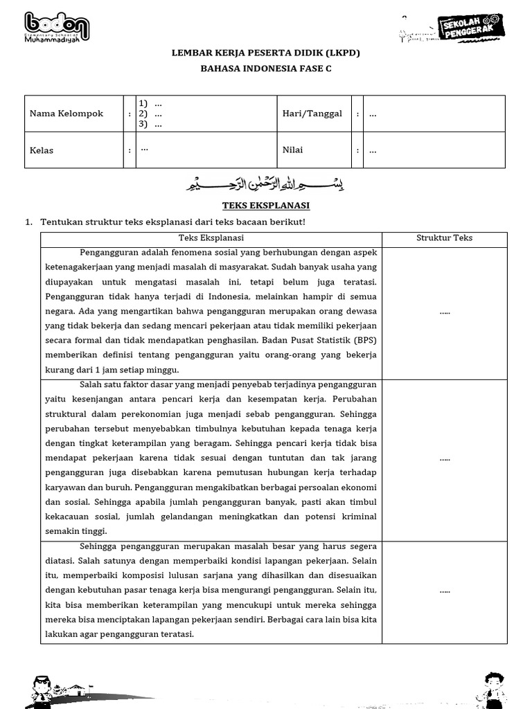 LKPD B. Indonesia (Teks Eksplanasi) | PDF