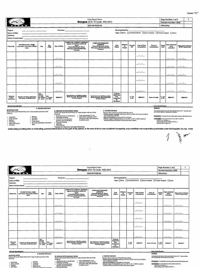 Dengue Form | Download Free PDF | Clinical Medicine | Medical Specialties