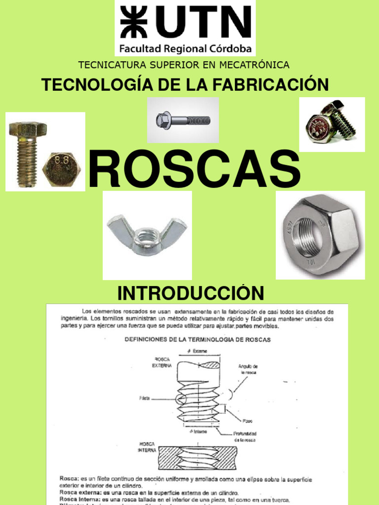 Fabricación y Tipos de Roscas | PDF | Tornillo | Bienes manufacturados