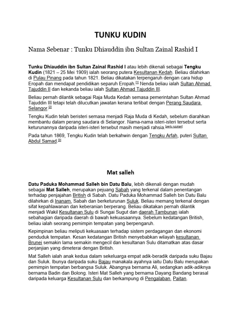 Tunku Kudin | PDF