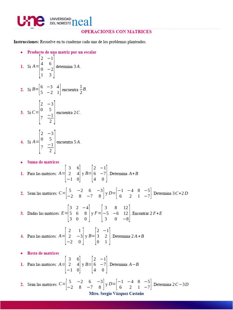 Actividad 2 Operaciones Con Matrices | PDF | Matriz (Matemáticas) | Análisis funcional