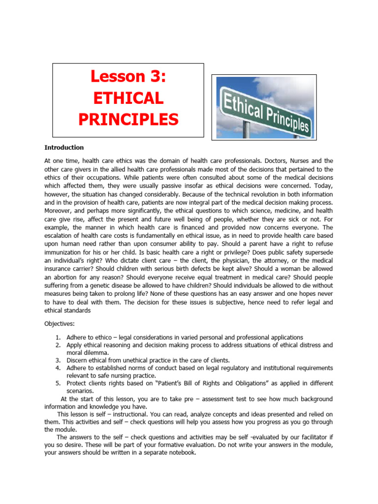 Lesson 3 Ethical Principles | PDF