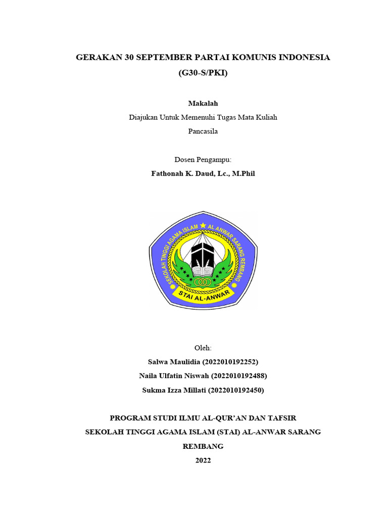 Gerakan 30 September Partai Komunis Indonesia | PDF