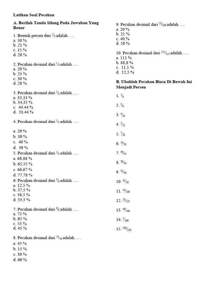 Kelas 5 MTK Pecahan | PDF