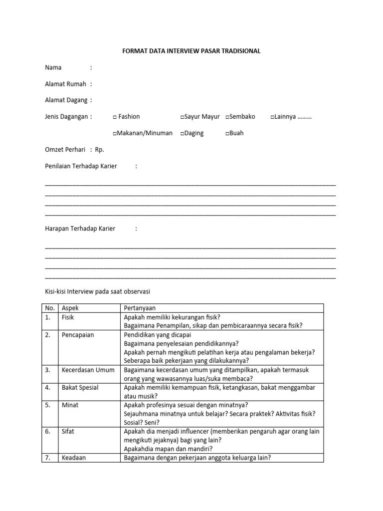 Pertanyaan Interview | PDF