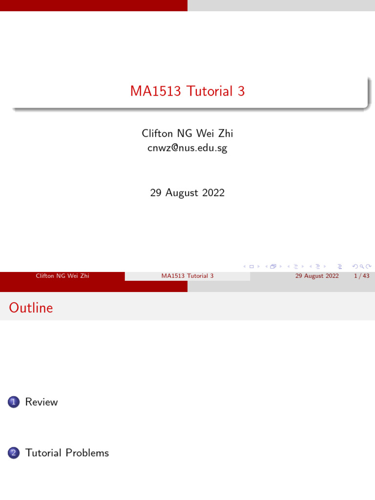 MA1513 Tutorial 3 T03 | PDF | Teaching Methods & Materials