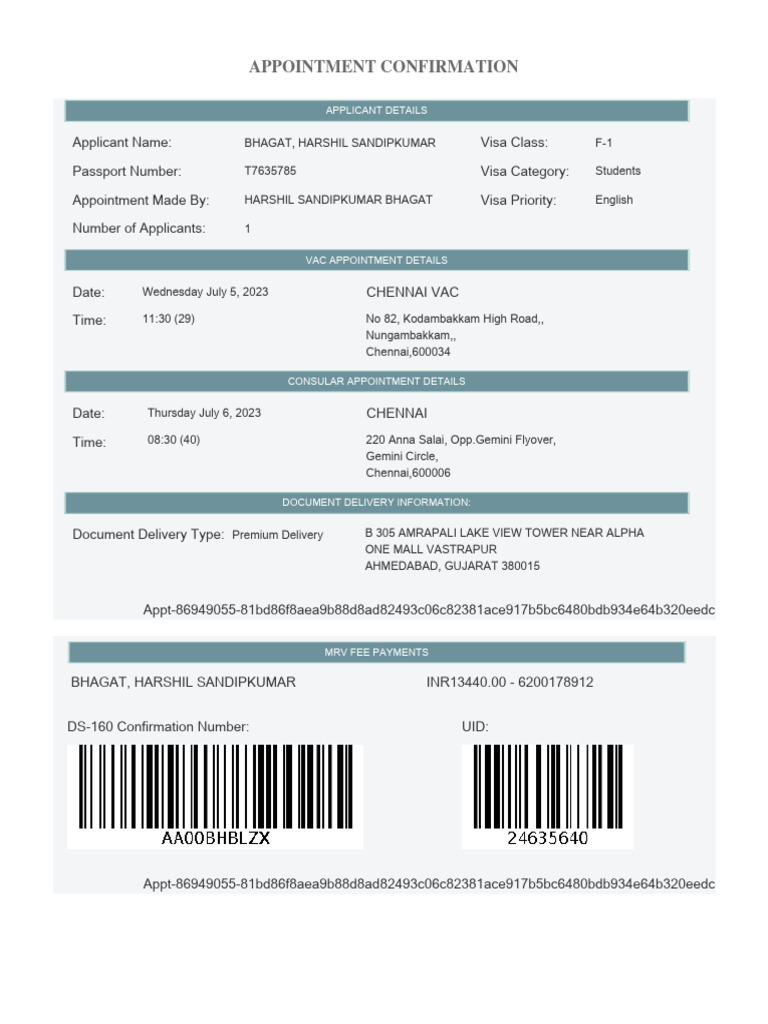 Appointment Confirmation | PDF