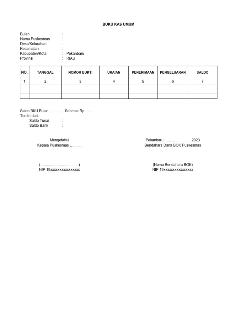 Format Laporan Bok Puskesmas | PDF