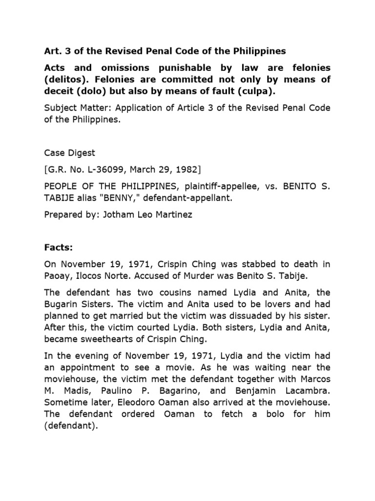 People V Tabije, No. L-36099 | PDF | Crimes | Crime & Violence