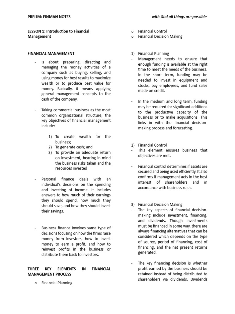 Lesson 1 - Finman | PDF | Partnership | Investing