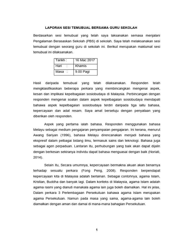 Laporan Temubual | PDF