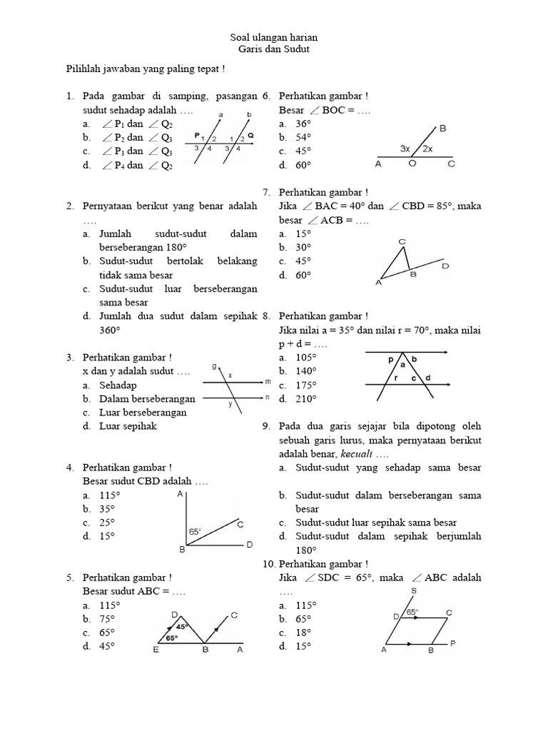 Soal Garis Dan Sudut | PDF