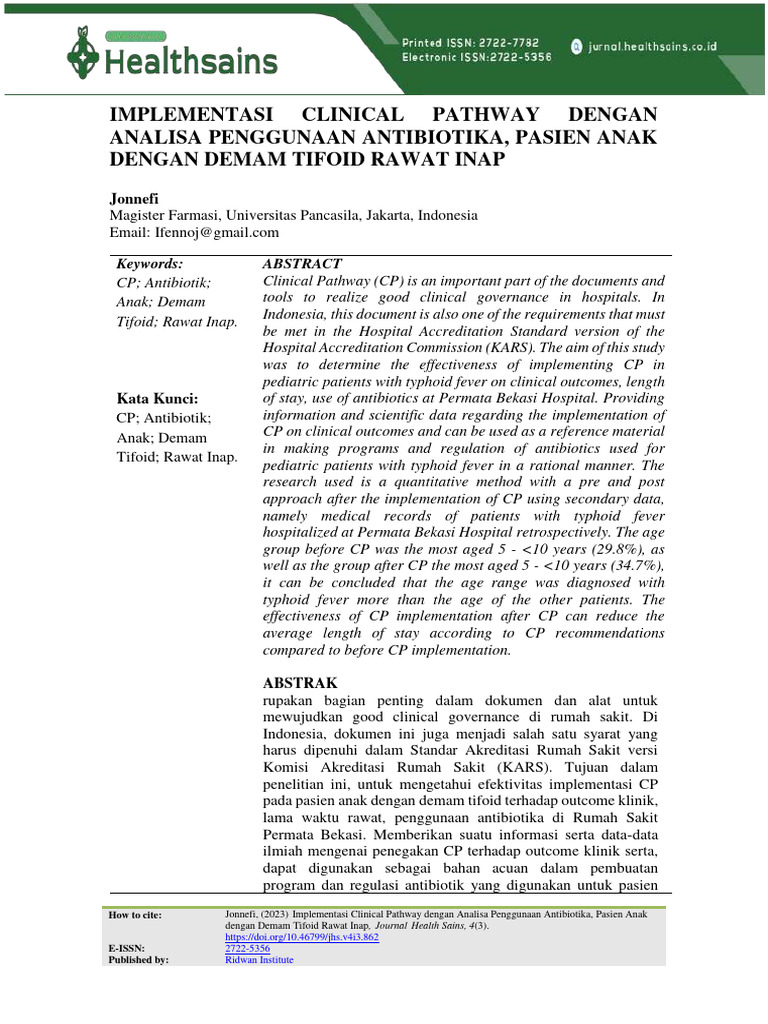 Clinical Pathway for Pediatric Typhoid | PDF | Health Care | Microbiology