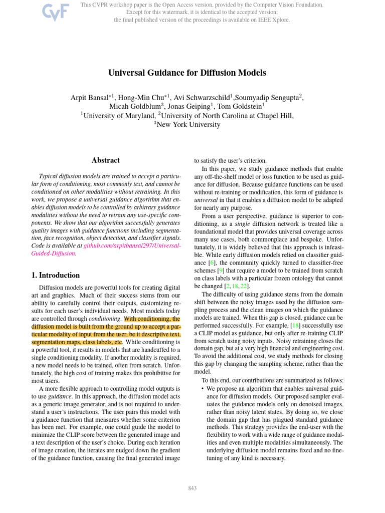 Universal Guidance For Diffusion Models | PDF | Image Segmentation | Statistical Classification