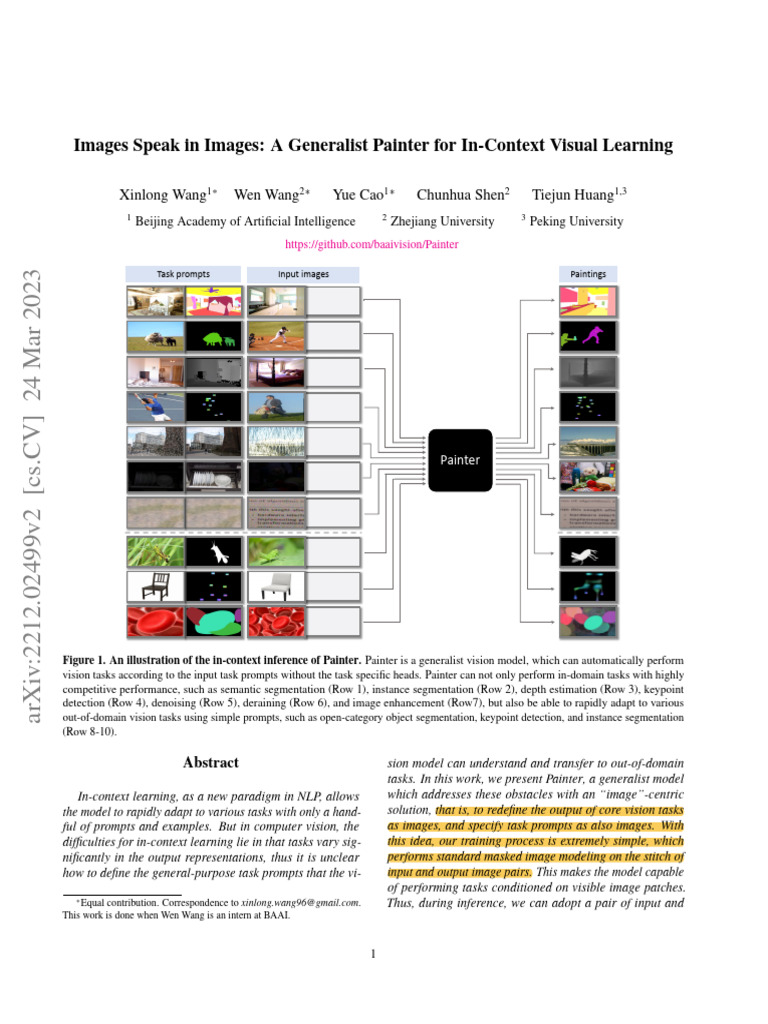 Images Speak in Images A Generalist Painter For In-Context Visual Learning | PDF | Image ...