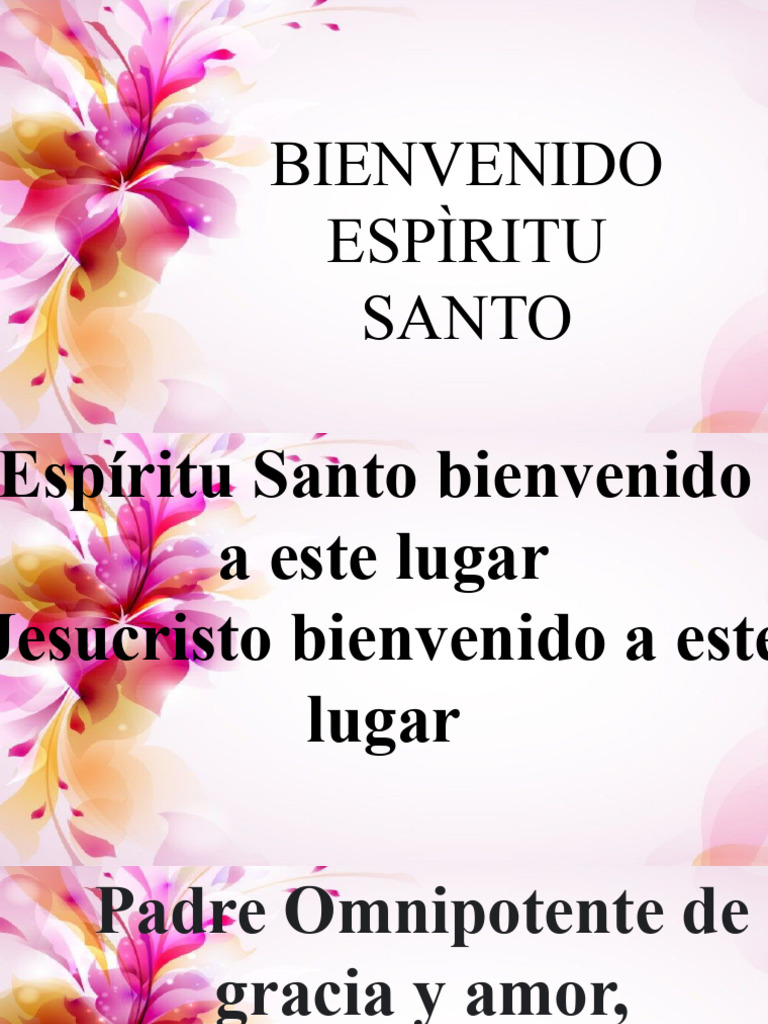 Bienvenido Espiritu Santo Letra Completa MS | PDF Bienvenido Espiritu Santo Letra Completa MS | PDF
