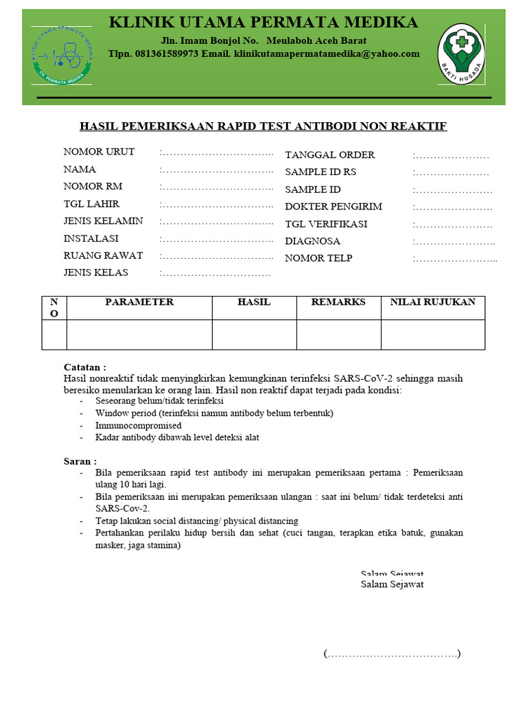 KOP SURAT KLINIK UTAMA PERMATA MEDIKA - Copy | PDF