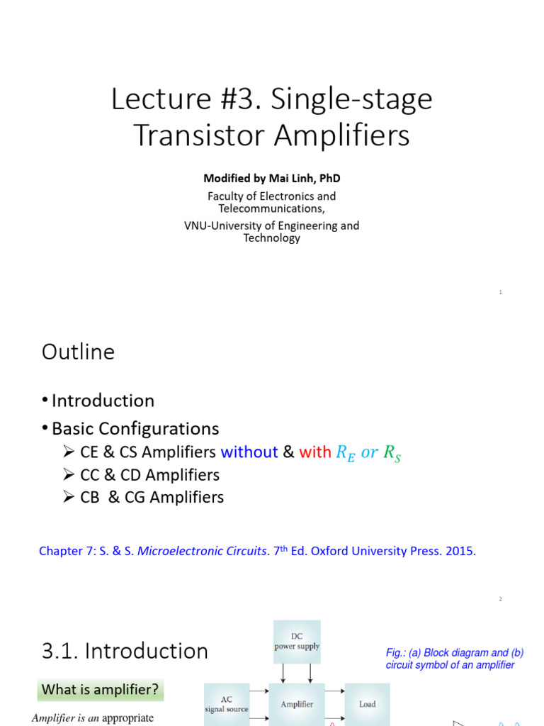 Lecture 3. Single-Stage Transistor Amplifiers - Version 3 | PDF
