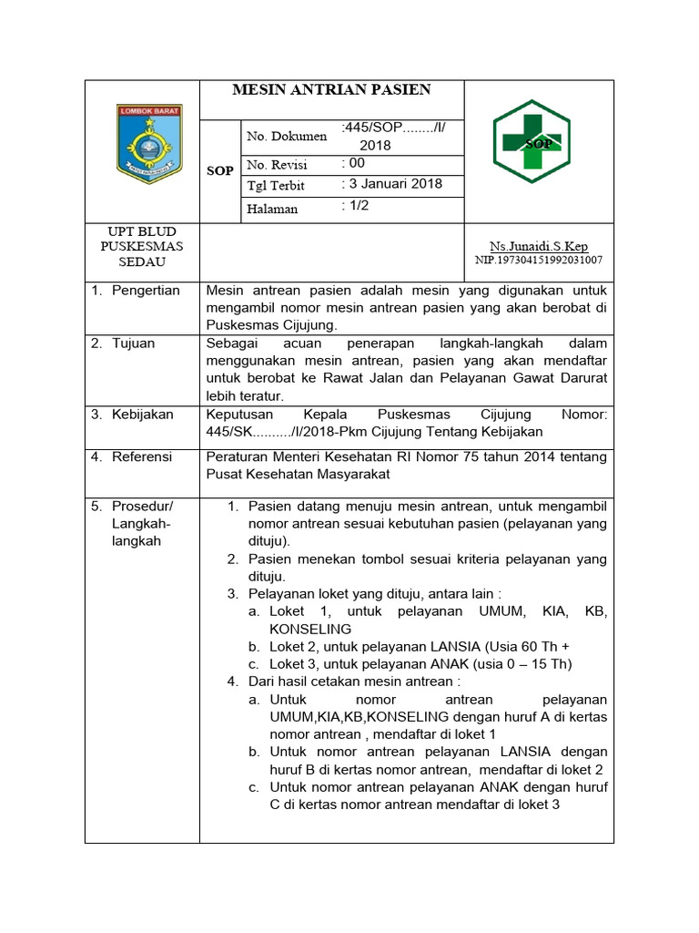 Sop Mesin Antrian | PDF