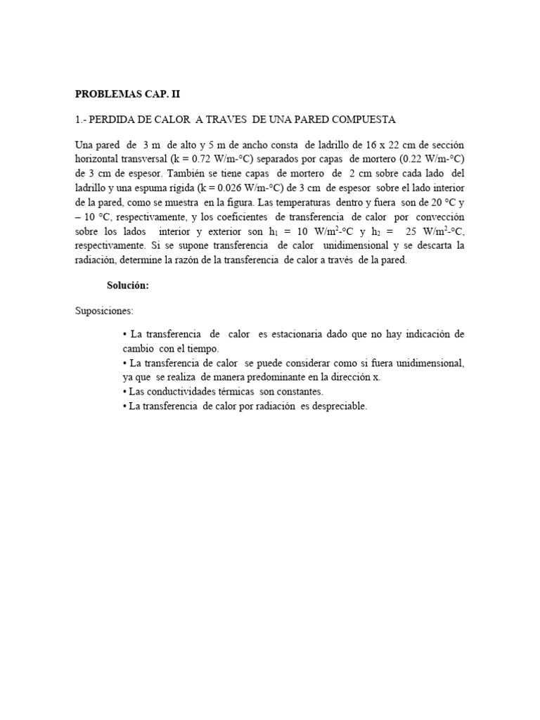 PROBLEMAS Cap. II | PDF | Transferencia de calor | Calor