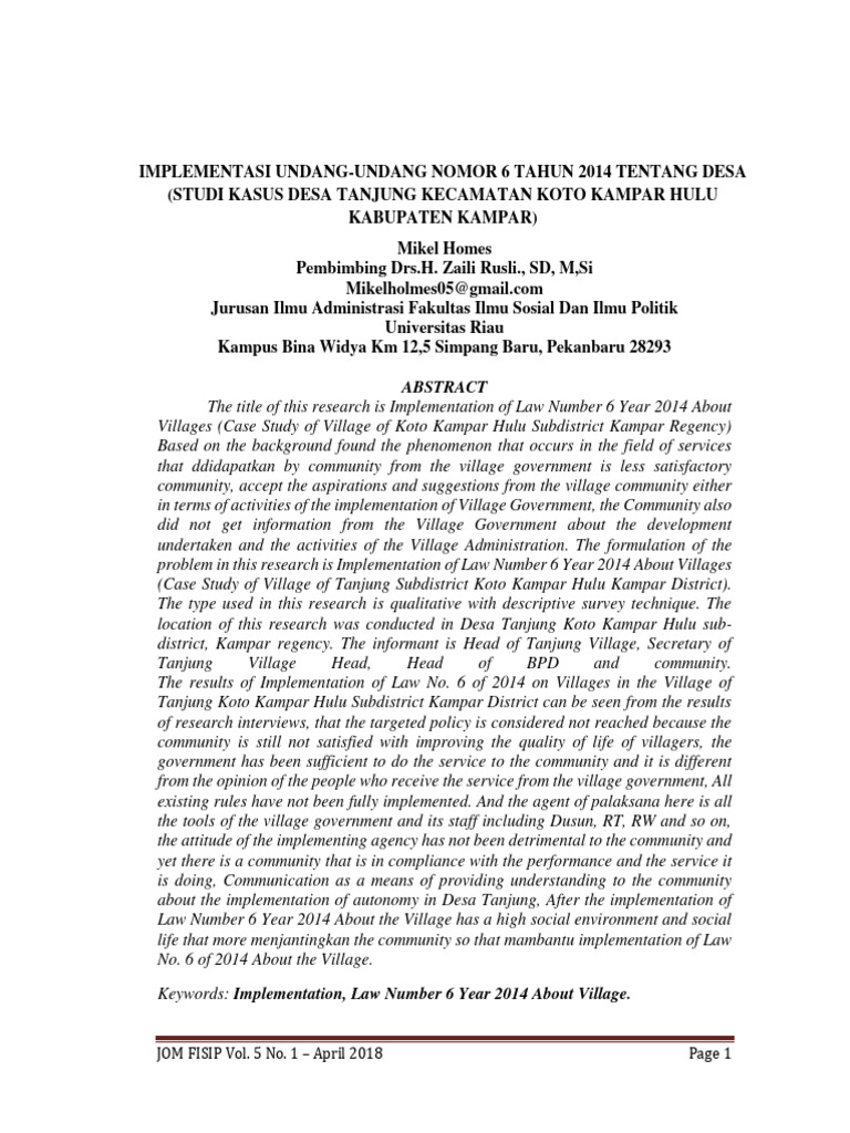 Implementasi UU 6 2014 | PDF