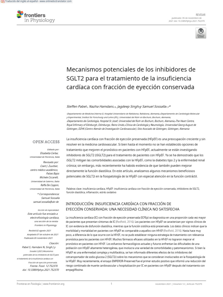 Inhibidores de SGLT2 en HFpEF: Mecanismos | PDF | Insuficiencia ...
