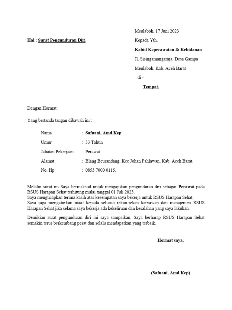 Contoh Surat Risen | PDF