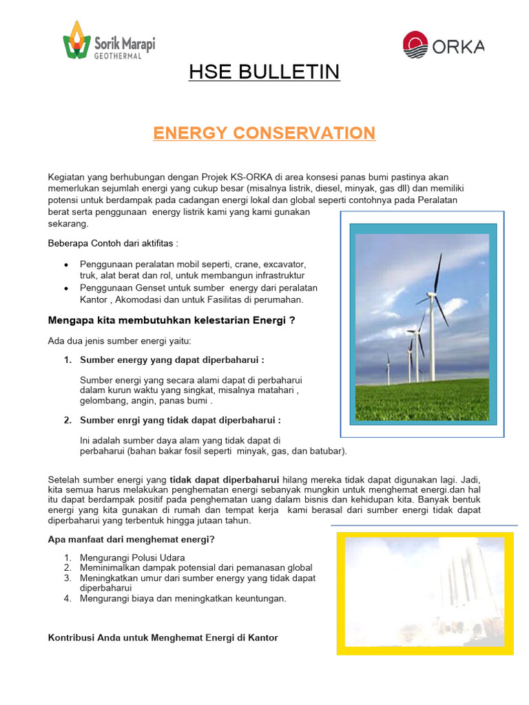 HSE BULLETIN Energy Conservation - Docxtrns | PDF