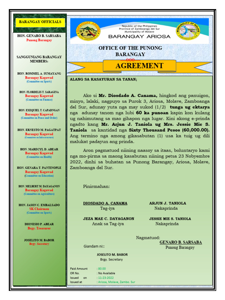 Agreement - Disgrasya | PDF