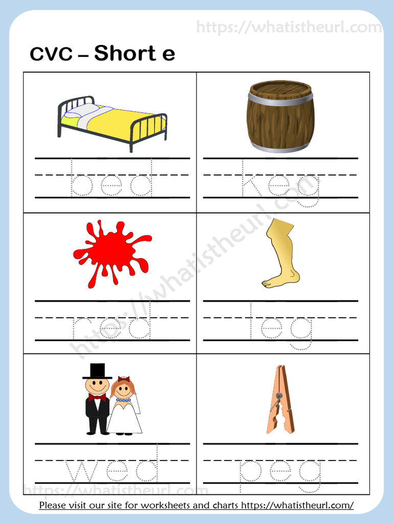 CVC Short E Word List for Kids | PDF