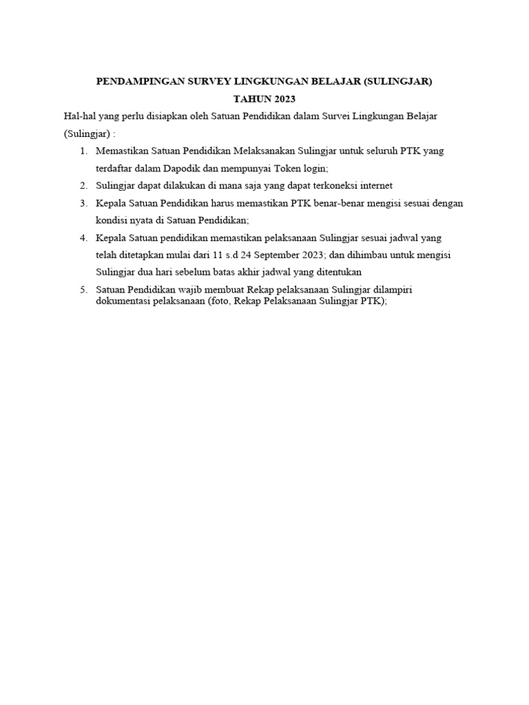 Instrumen Pendampingan Sulingjar-2023 | PDF