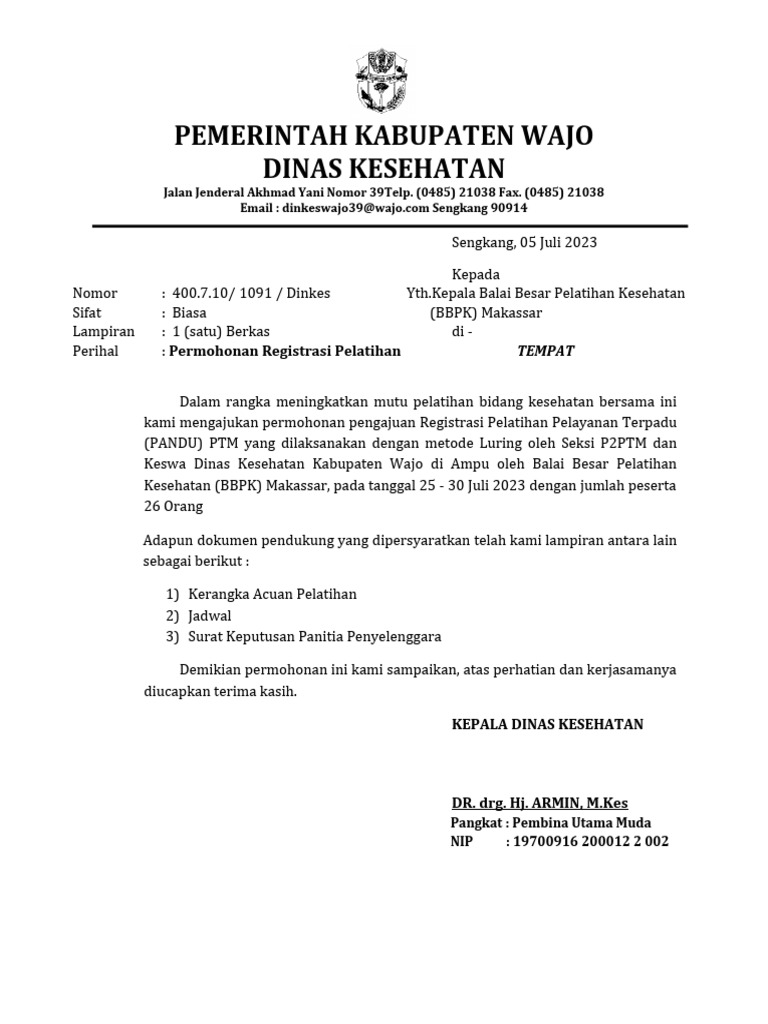 Surat Pengajuan Pelatihan | PDF