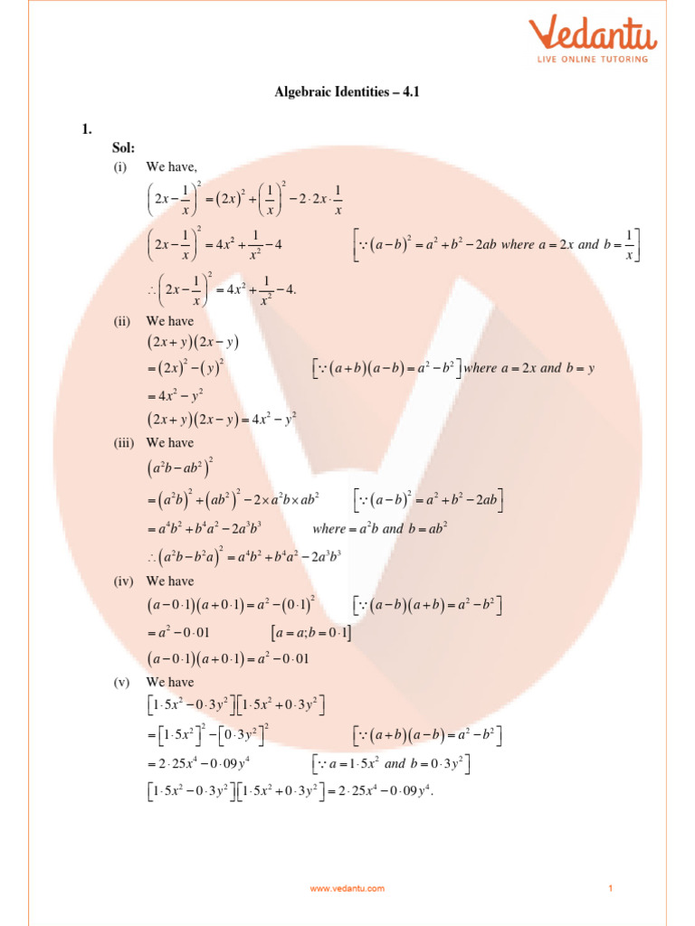 4th Algebraic Identity Explained | PDF | Mathematics