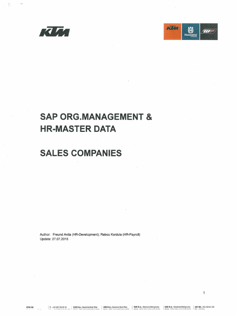 Manual SAP Org. Management & HR Master Data | PDF