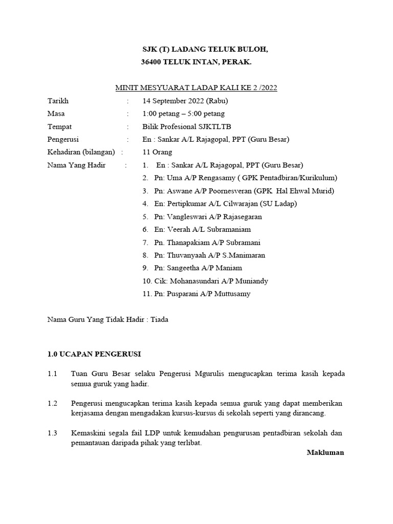 Minit Mesyuarat Ladap 2 | PDF