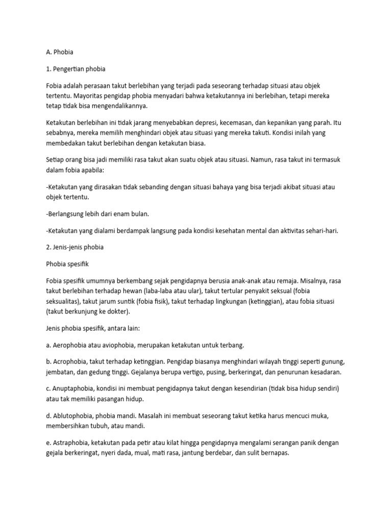 A. Phobia | PDF