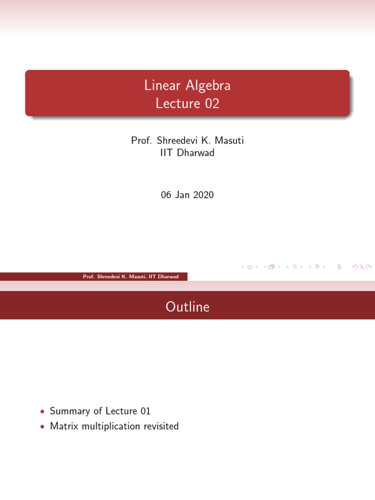 Lecture 02 | PDF | Matrix (Mathematics) | Mathematical Concepts Lecture 02 | PDF | Matrix (Mathematics) | Mathematical Concepts