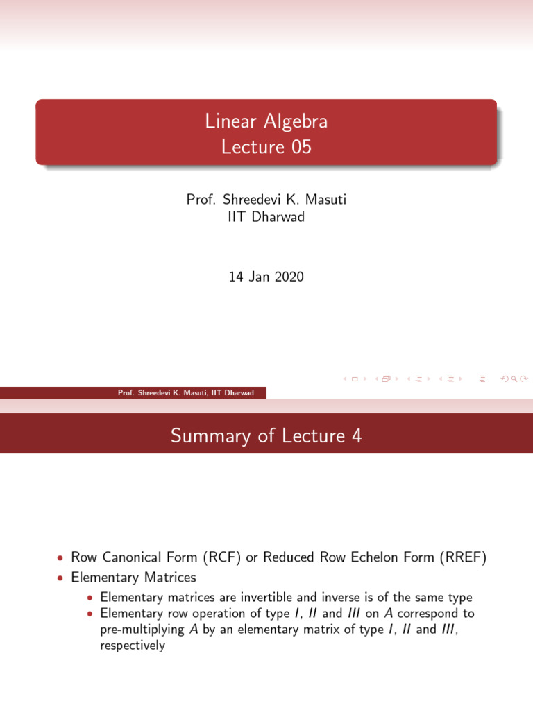 Lecture 05 | Download Free PDF | Matrix (Mathematics) | Linear Algebra Lecture 05 | Download Free PDF | Matrix (Mathematics) | Linear Algebra