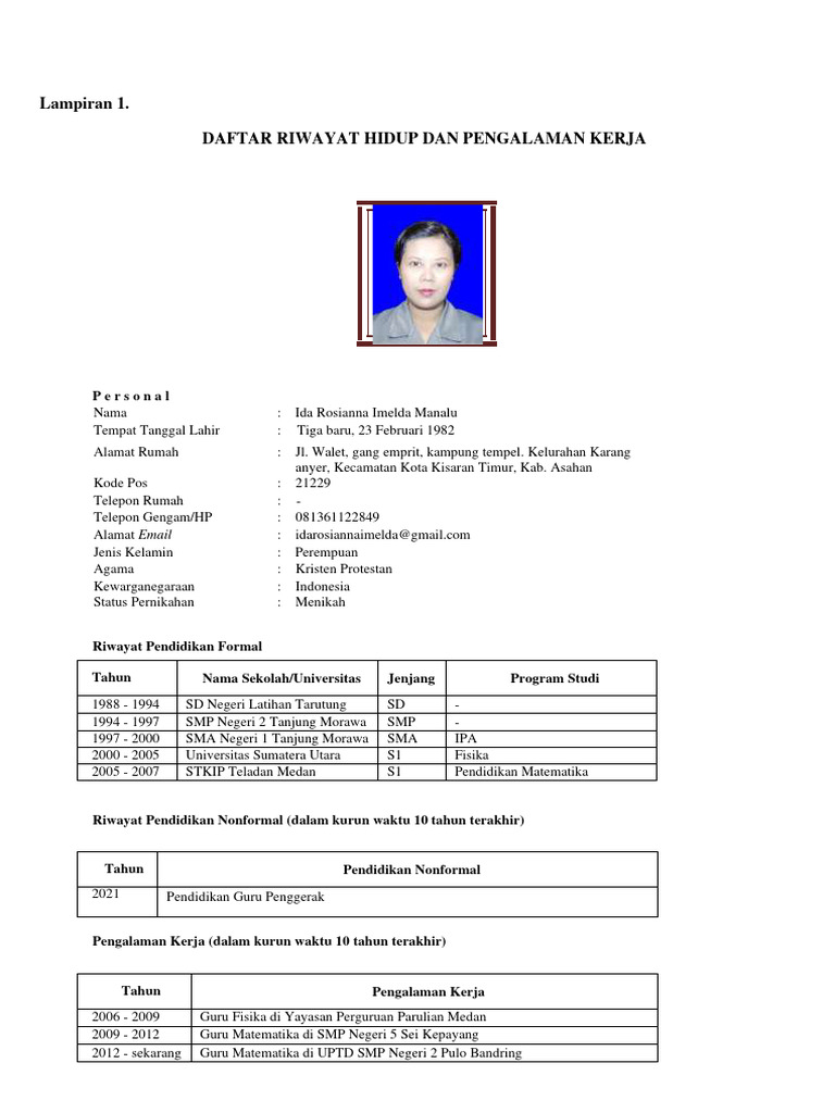 CV-untuk-Admisi-PPs - (2) (1) Ida | PDF