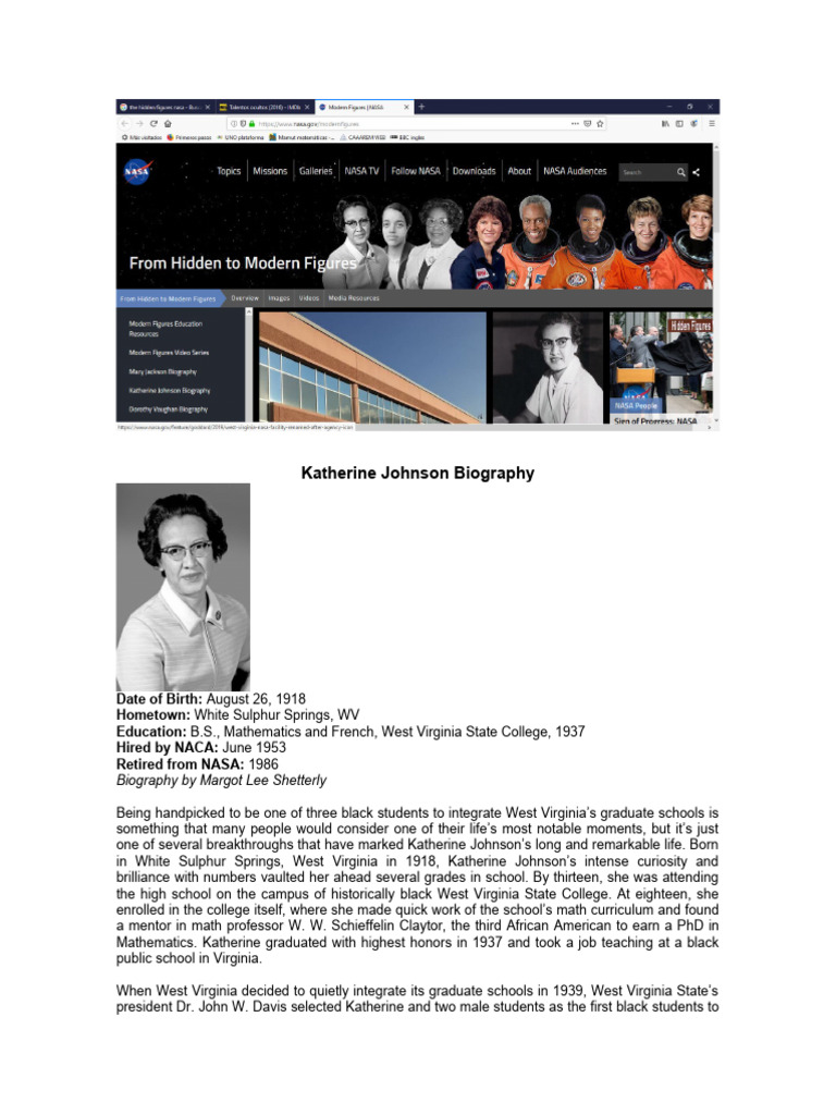 Hidden Figures of NASA | PDF | Katherine Johnson | Nasa