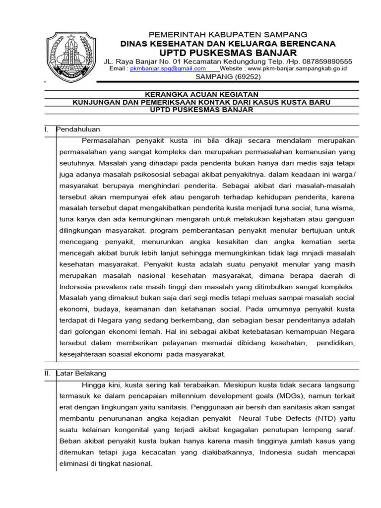 KAK PASIEN KUSTA 2023 (Pendampingan) | PDF | Pengembangan Diri | Sains & Matematika