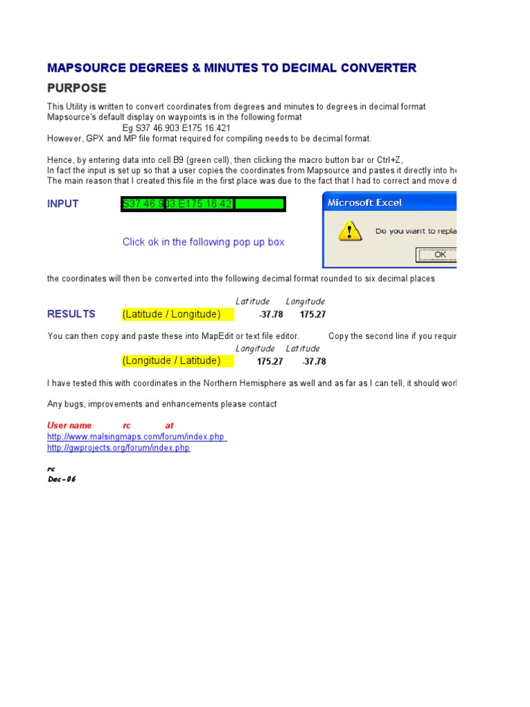 GPS Coordinates Converter (From Degrees & Minutes To Decimal Format ...