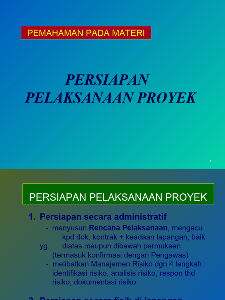 Persiapan Pelaksanaan Proyek | PDF
