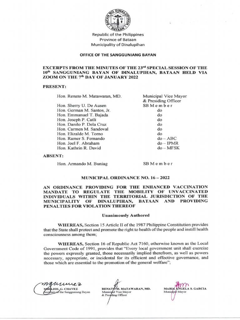 Municipal Ordinance No 16-2022 | PDF