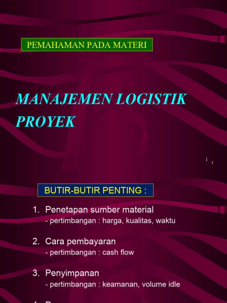 Materi 4 Manajemen Logistik Proyek | PDF
